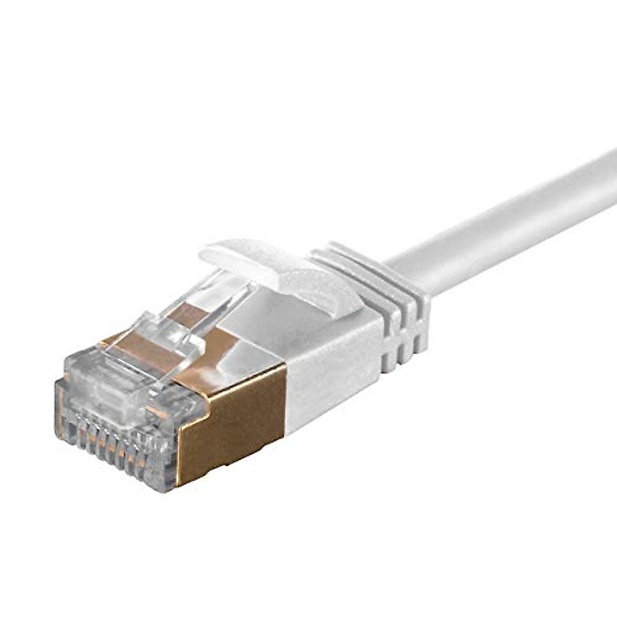 Monoprice SlimRun Cat6A Ethernet Patch Cable - Network Internet Cord - RJ45, Stranded, STP, Pure Bare Copper Wire, 36AWG, 50ft, White