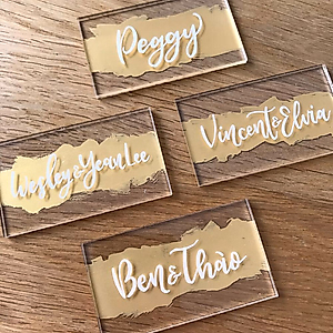 25 Pcs Clear Acrylic Wedding Place Cards, Blank Rectangle Acrylic Name Cards Handwritten Calligraphy Seating Cards Escort Cards and Wedding Table Decor, 3 1/2 x 2 inch