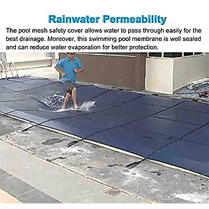 Pool Safety Cover, Winter Inground Pool Safety Cover, Rectangular Blue Mesh Cover for Outdoor Garden Swimming Pools, Easy Installation (Size : 500cm x 700cm (16ft×23ft)) (Size : 400cm x 8)