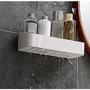 Fineget Floating Shelves Wall Mount Shelf Plastic Adhesive Soap Shower Caddy for Bathroom Kitchen Bedroom Living Room Rustproof No Drilling Storage Organizer 4 Pack