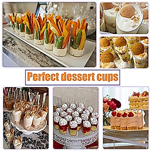 Jnnzzggu 50Pcs Mini Dessert Cups,2.5Oz Clear Plastic Parfait Appetizer Cup,Slanted Round Cup For Desserts,Appetizers,Ice Cream