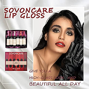 SOVONCARE 6 Color Wine Lip Tint, Matte Liquid Lipstick Waterproof Natural Lip Stains Set Long Lasting Wine Bottle Lip Gloss Makeup Gift Idea for Girls & Women