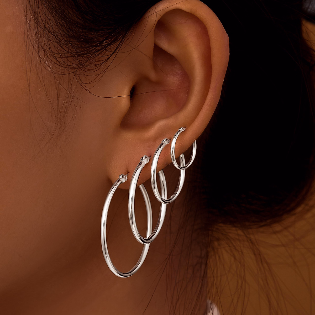 Gokeey Silver Earrings for Women Trendy, Hypoallergenic Silver Hoop Earrings for Women, Small Hoop Earrings Huggie Hoops Earrings for Jewelry Gifts 14mm 20mm 30mm 40mm