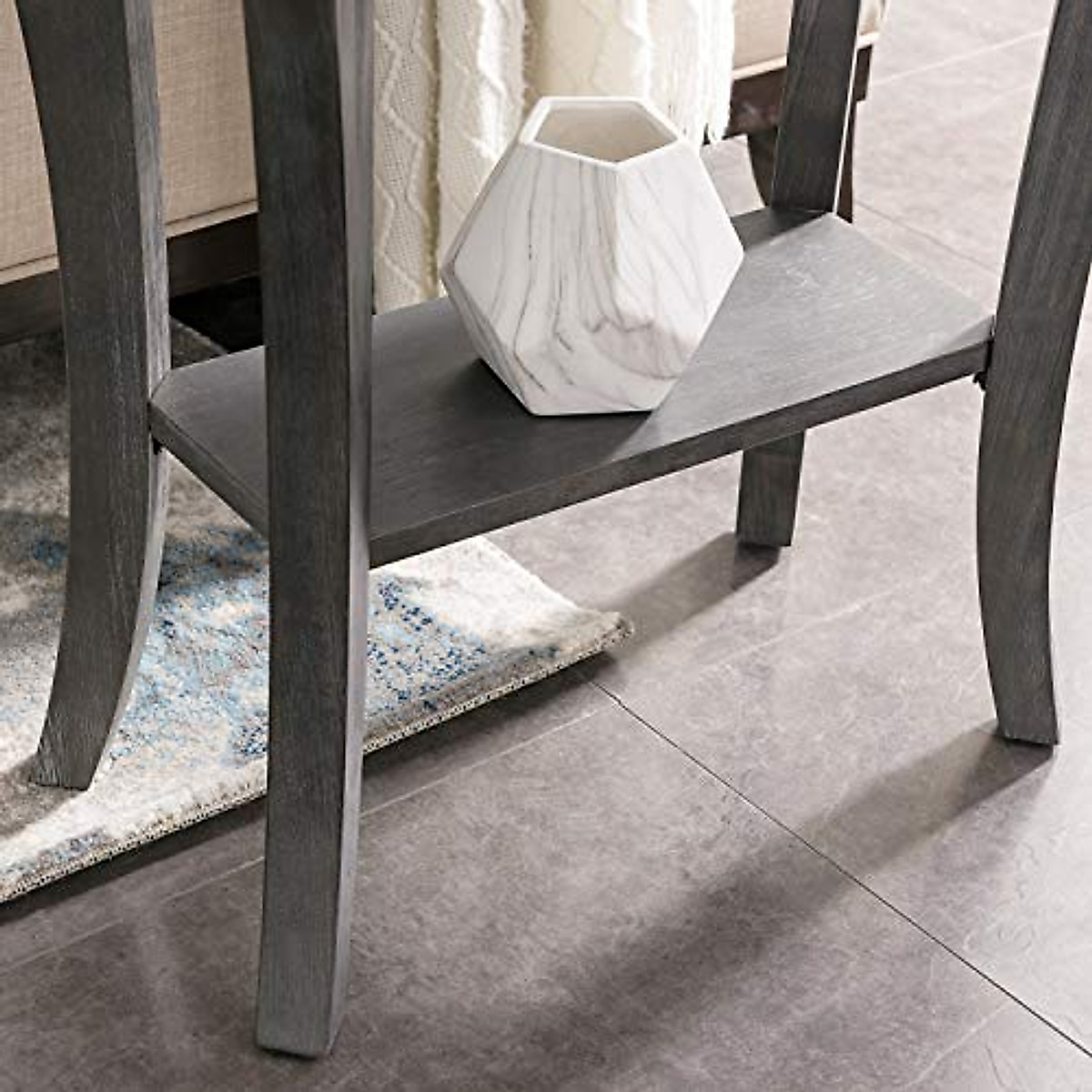 Leick Home 10305-RG Rustic Wire Brushed Driftwood Narrow Side Table with Shelf, Rustic Gray