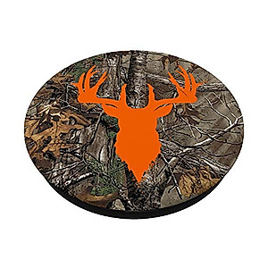 Deer Buck Hunting Men Women Orange Brown Camouflage PopSockets PopGrip: Swappable Grip for Phones & Tablets