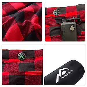 Mantuole Heated Sleeping Bag pad, Heated Sleeping Bag Liner, 5 Heating Zones, Operated by Battery Power Bank or Other USB Power Supply, Compact Bag Included. Black & Red Flannel.