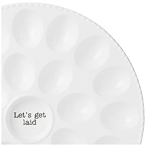 Mud Pie Deviled Egg Dolomite Pedestal Platter, White