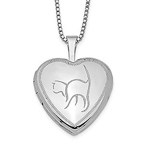 IceCarats 925 Sterling Silver Cat Heart Love Personalized Photo Locket Chain Necklace