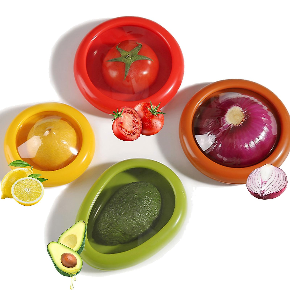 Generic Silicone Fruit Storage Box - Beautiful Fruit And Vegetable Anti-Oxidation Storage Box, Silicone Fruit and Vegetable Storage Containers Set for Fridge Keep Fresh (4 Pack)