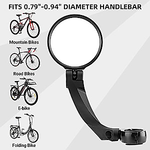 ROCKBROS Bike Mirror Handlebar Mount Bicycle Rear View Mirror Adjustable Rotatable Safety Bike Accessories Bike Mirrors for Mountain MTB Road E-bike