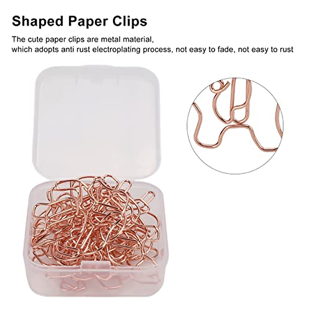 20Pcs Cute Elephant Shaped Paper Clips,Rose Gold Journal Paper Clips Metal Bookmark Clips Office Supplies with Storage Box for Document Organizing