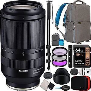 Tamron 70-180mm F/2.8 Di III VXD Sony E-Mount Lens A056 for Full Frame Mirrorless & APS-C Cameras Bundle with Deco Gear Photography Backpack Case + 67mm Filter Kit + 64GB Card + Monopod + Accessories