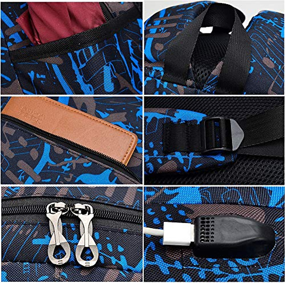 Umily School Backpacks School Bookbag Set 3 Pieces fit 15 inch Laptop Shoulder bag Travel Daypack with USB Charging Port