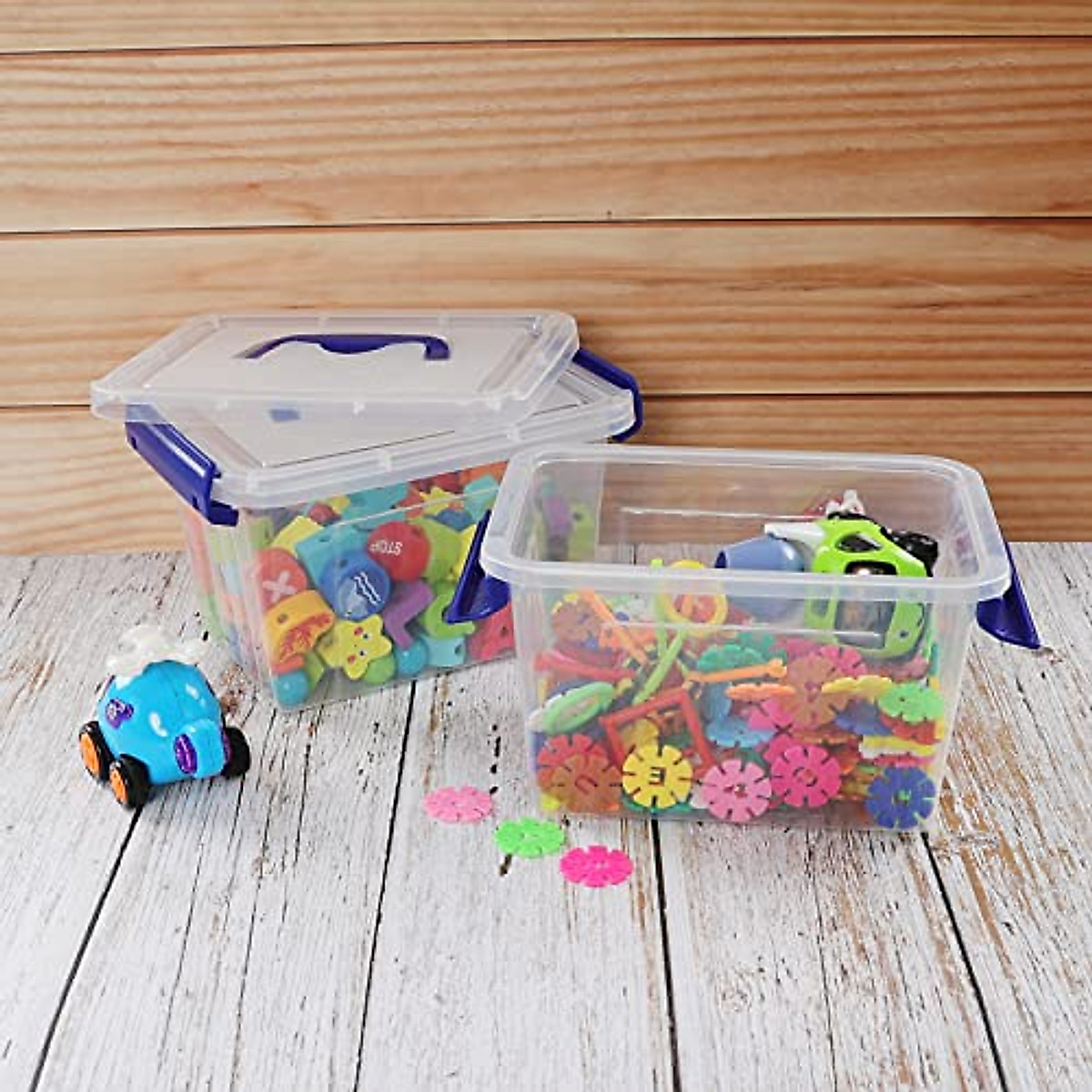 DynkoNA 6-Pack 3 L Small Plastic Storage Box with Lid, Clear Storage Bins