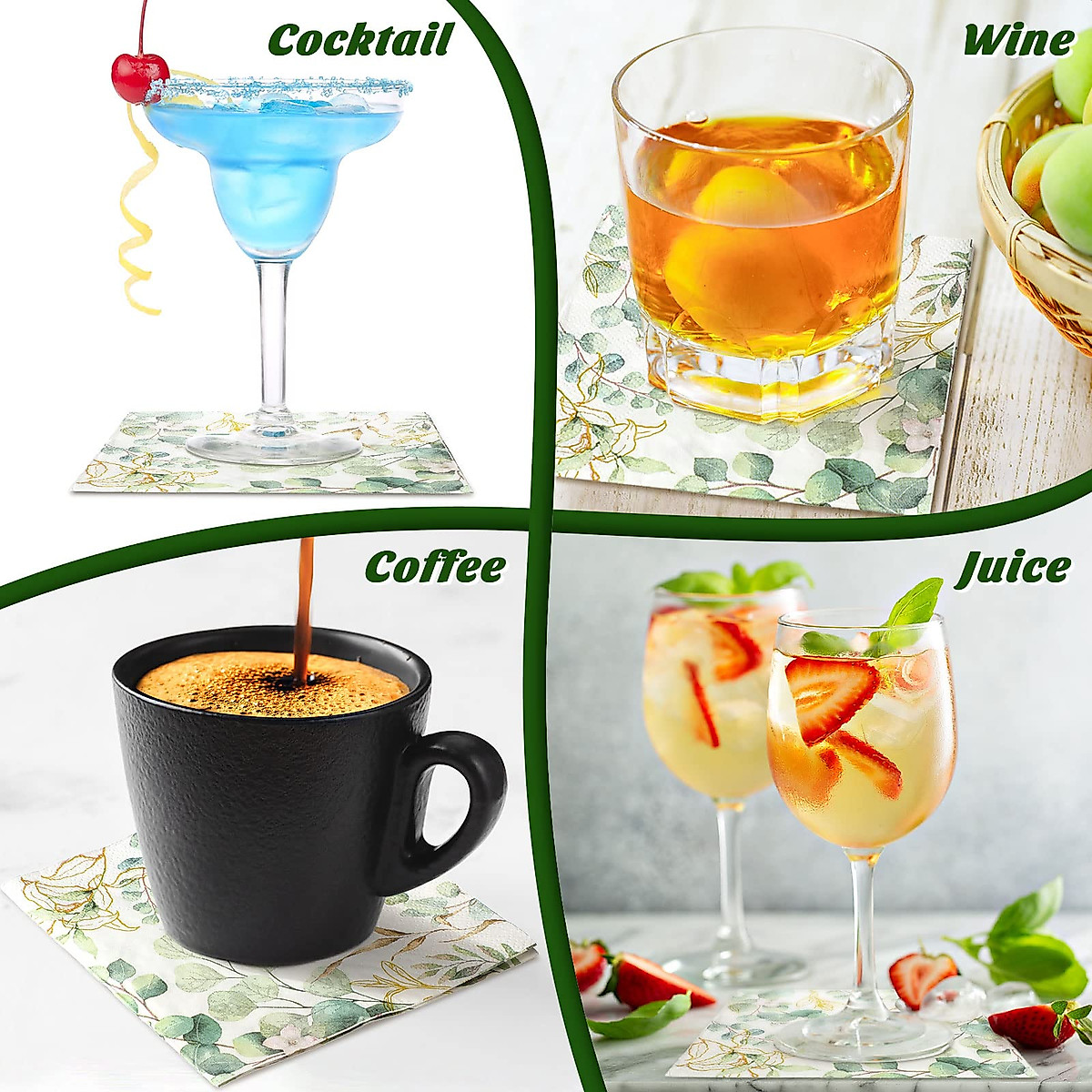 Disposable Hand Towels for Bathroom Eucalyptus Napkins Bathroom Napkins Guest Decorative Paper Hand Towels Floral Sage Green Napkins for Dinner Banquet Party Wedding Dinning Decor (120 Pcs)