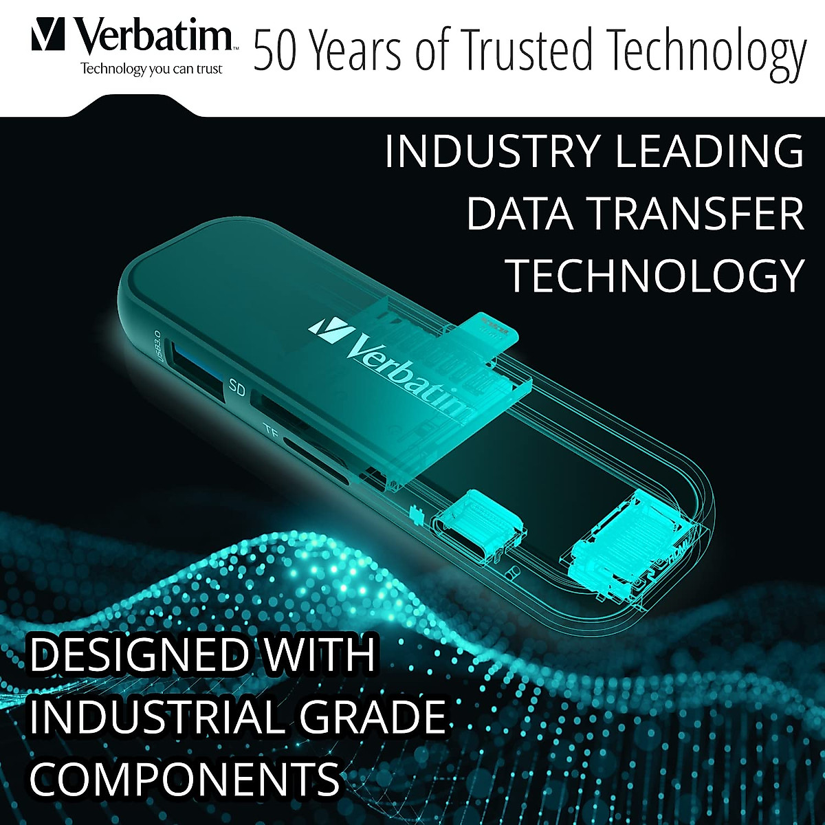 Verbatim 6-in-1 USB C Hub - Type C Hub w/ 100W PD, USB 3.0, SD Card Readers, 4K HDMI, 3.5mm Audio USB Hub for Laptop, Portable & Compact USB-C Hub