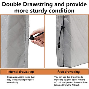 HOXHA Indoor Air Conditioner Cover for Window Units,Double Insulation Anti-Rust Adjustable Inside Window AC Cover with Free Elastic Straps