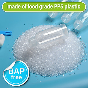 EONJOE Dishwasher Safe 16oz Plastic Bottles with Caps Reusable BPA Free PP5 Juice Milk Water Smoothie Bottle Heat-Resistant Refillable