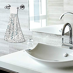 Blue Gray Leaves Branches Hanging Kitchen Towel 12 x 17 Inch Gray Leaf Spring Flowers Hand Tie Towels Set 2 Pcs Tea Bar Dish Cloths Dry Towel Soft Absorbent Durable for Bathroom Laundry Room Decor