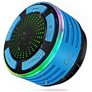 BassPal Shower Speaker, IPX7 Waterproof Bluetooth Speaker, Shower Radio with Suction Cup, Built-in Mic, Teen Boys Gift Ideas for Bathroom, Pool, Travel, Beach