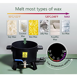 Wax Melter for Candle Making, Soy Wax Melting Pot Holds 6Qts (11 Lbs) of Melted Wax, Pouring Pot with Quick-Pour Valve