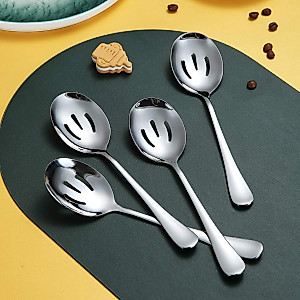 Serving Spoons 4 Pieces, Kyraton Serving Spoons, Include Slotted Serving Spoon Stainless Steel Serving Utensils, Serving Set Packing of 4