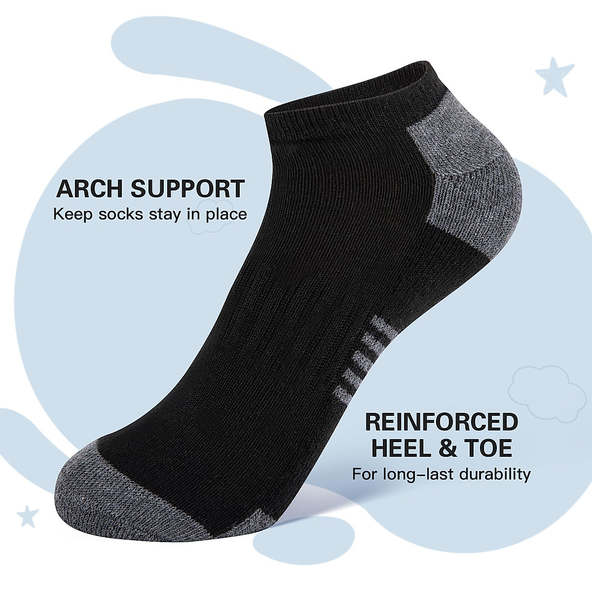 Comfoex 10 Pairs Boys Socks Low Cut Ankle Socks For Kids 8-10 4-6 6-8 Years Old Short Athletic Socks With Cushioned Sole