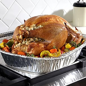 Nicole Fantini Disposable & Durable Extra Large Oval Turkey Roaster Aluminum Pans For Thanksgiving - 100% Recyclable : Perfect for Brisket, Baking and Roasting : 10 Pans