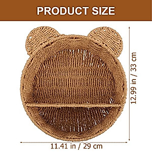 Beavorty Floating Shelves Rattan Woven Wall Shelf Hanging Storage Basket Cute Cat Shape Wall Mounted Shelves Decorative Storage Rack for Photo Frames Small Plants Home Decor