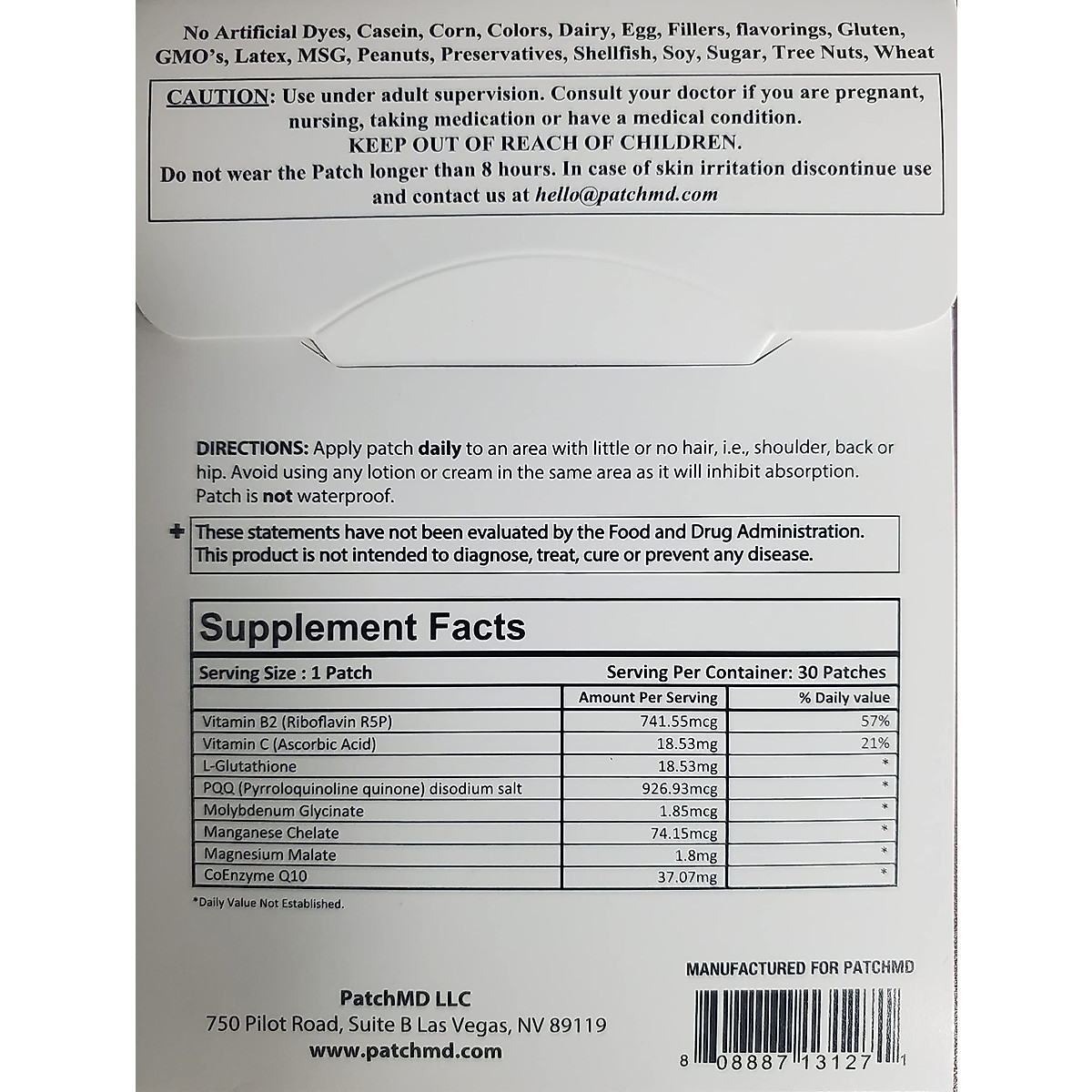 PatchMD Glutathione Plus Topical Patch - 30 Day Supply