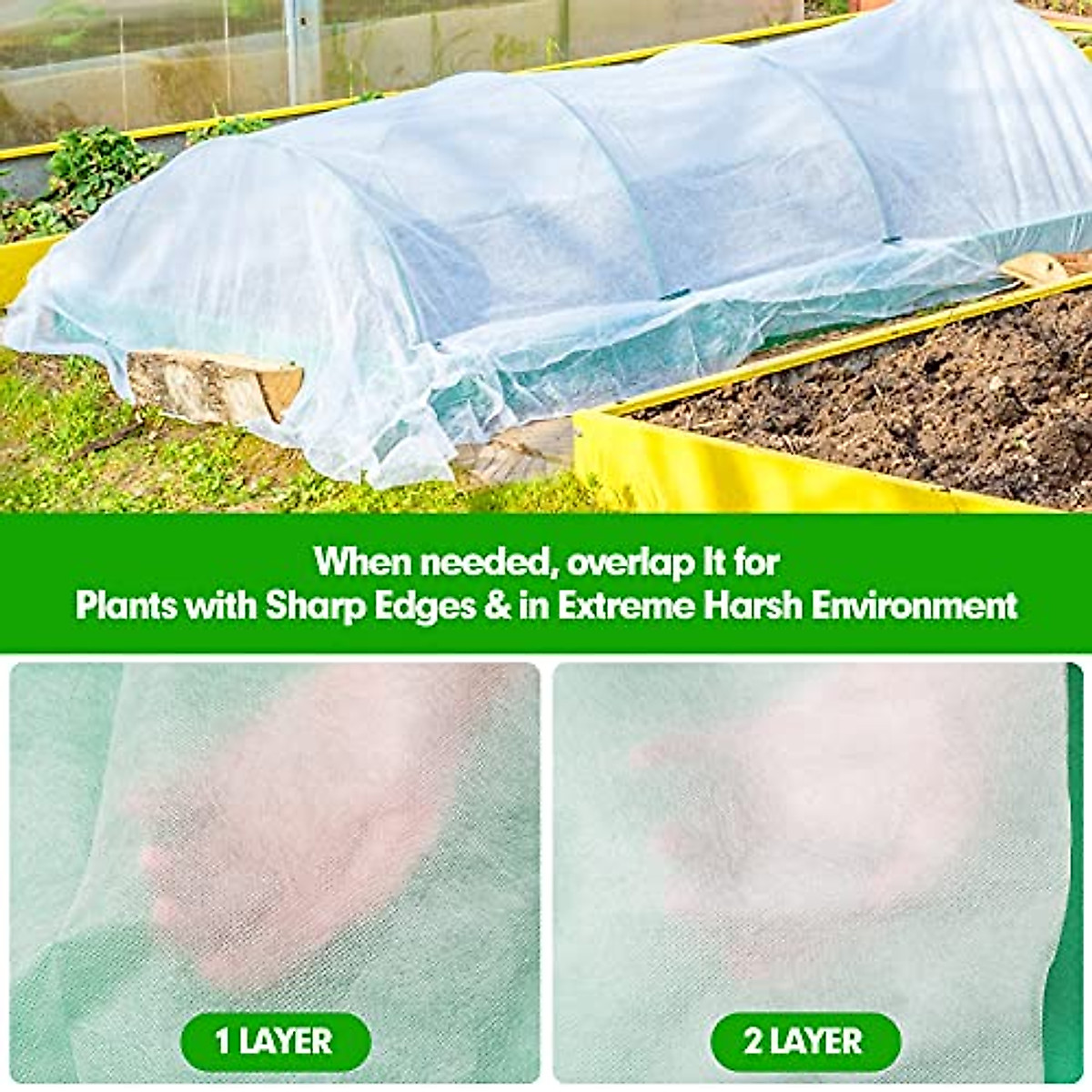 Plant Covers Freeze Frost Protection, 33 FT x 10 FT Frost Cloth Plant Freeze Protection Cover, Frost Blankets for Outdoor Plants, Summer Overheat Prevention and Insects Barrier for Outdoor Plants