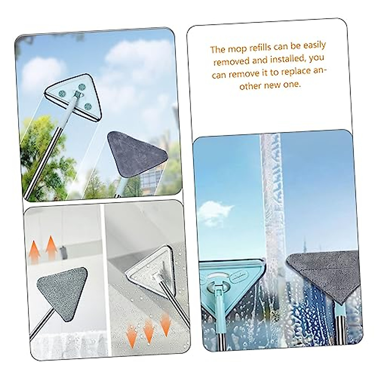 ULTECHNOVO 12 Pcs Triangle Mop Head Microfiber Mop Head Car Wash Mop Floor Cleaner Mop Foaming Wall Cleaner Commercial Mop Extension Pole Wall Cleaner for Painted Walls Foaming Mop Head Round
