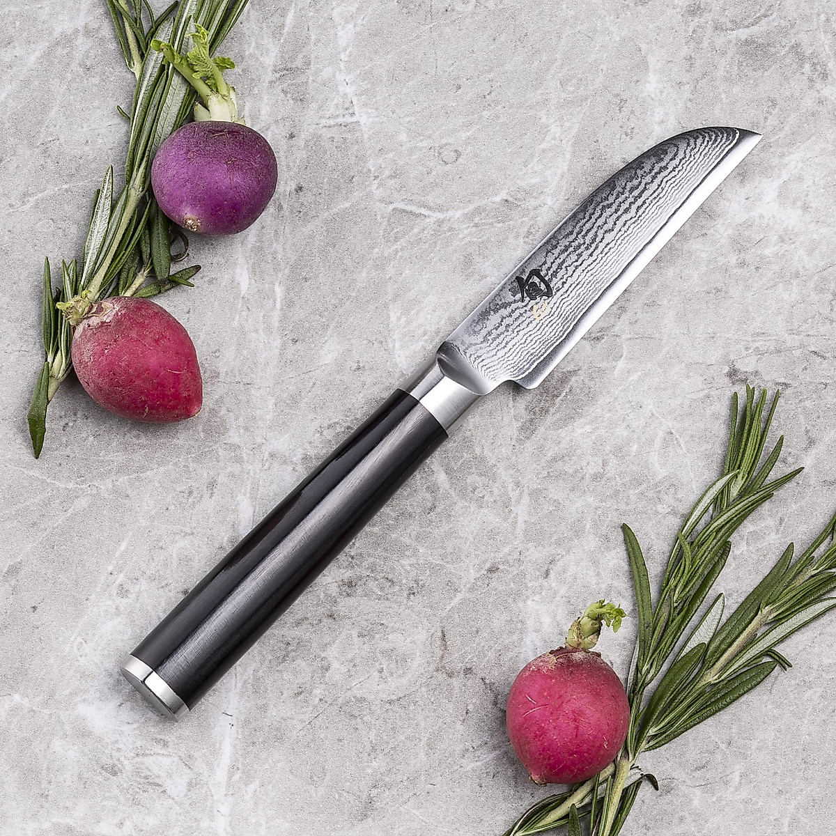 Shun Classic Straight Vegetable Knife, 3.5 inch VG-MAX Steel Blade, Handcrafted in Japan, DM0714