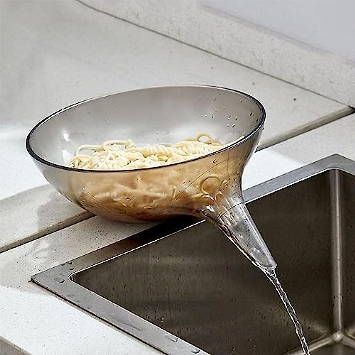 Drainer Food Basket with Spout, Multifunctional Draining Fruit Food Vegetable Kitchen Sink Drainer Bowl Colander Drainbowl Fruits Washer Salad Basket (2PCS*Grey)