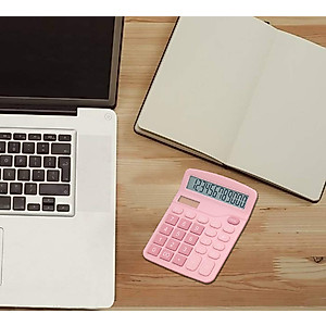 Calculators, BESTWYA 12-Digit Dual Power Handheld Desktop Calculator with Large LCD Display Big Sensitive Button (Pink, Pack of 1)