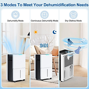 1500 Sq.ft Dehumidifiers for Basement, Wpsoert Dehumidifier for Home, Auto and Manual Drainage, Auto Humidity Control Closet, Ideal for Room, Bathroom, Bedroom, RV