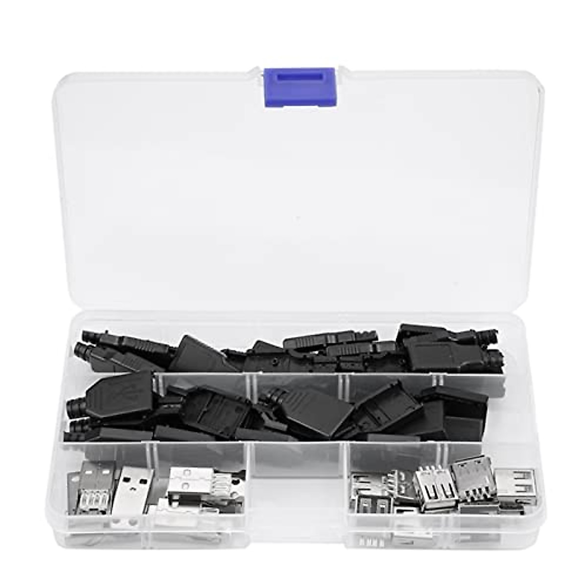 Tomantery 4 Pin Good Conductivity Connector Brass Contacts Female for Electronic Design with Black Plastic Shell