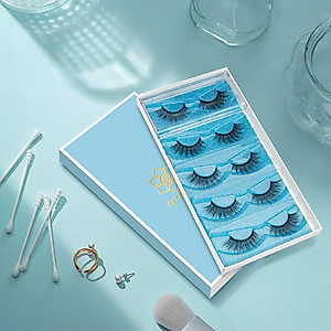 DYSILK Eyelashes Mink Lashes - Wispy Eyelashes 5 Pairs 6D Lashes Kit False Lashes Natural Look Eye Lashes Cat Eye Fake Eyelashes Volume Lashes Strip | 15.2mm