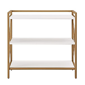Leick Home 9261-WTGL Claudette Mixed Metal and Wood Bookshelf, White/Gold