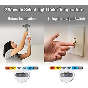 Feit Electric 5-6 inch Adjustable Scoop Recessed LED Downlight, Selectable Colors, Dimmable, 75W Equivalent, 45 Year Life, 540 Lumen, High CRI, LEDR56SCP/6WYCA