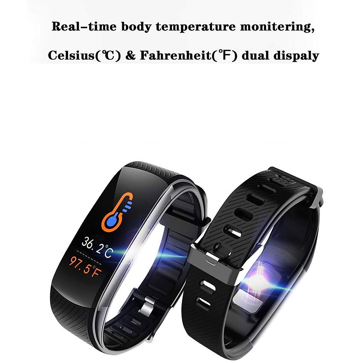 Smart Watch, Fitness Tracker with Body Temperature Thermometer Blood Oxygen Heart Rate Blood Pressure Monitor Sleep Monitor Step Counter Pedometer Calorie Counter IPX7 Waterproof for Women Men Kids