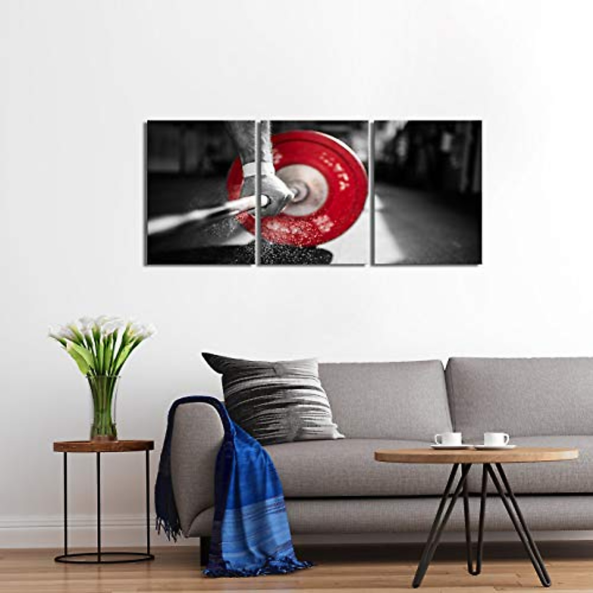 3 Piece Weightlifting Canvas Wall Art Painting Gym Training Poster Prints on Canvas Black White and Red PicturesBlack White and Red Pictures Art for Bedroom Bathroom Home Wall Decor Easy To Hang 12"x16"x3pcs
