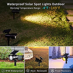 Brightown Solar Spot Lights Outdoor - Waterproof Solar Garden Lights, 360°Adjustable Solar Lights, Auto On/Off Solar Powered Landscape Spotlights for Garden Backyard, Pack of 4