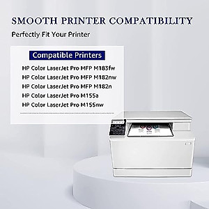 215A Toner Cartridge (with Chip) Compatible Replacement for HP 215A with Laserjet Pro M155a M155nw MFP M182nw M182n M183fw Printer | W2310A W2311A W2312A W2313A (Black Cyan Yellow Magenta, 4-Pack)