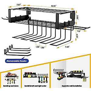 Garage Power Tool Storage Rack, Heavy Duty Detachable Design, Tool Storage Rack Wall Mount, Compact Three Tier Design for Garage Utility Room Repair Shop Carpenter Workshop, Power Tool Organizer