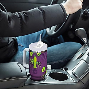 Lobsters Yellow Green Purple Double Insulated Tumblers with Handle and Straw Lid for Water, Insulated Tumbler 30 OZ / 0.89 L
