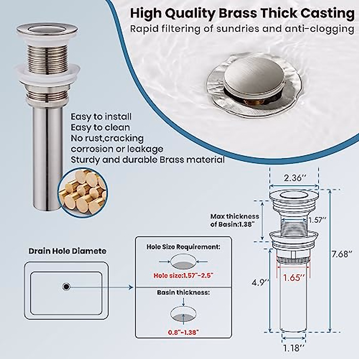 gotonovo Bathroom Sink Faucet Lavatory Vanity Mixer Bar Tap Combo Single Hole Single Handle Deck Mount with Water Supply Lines Brushed Nickel Vessel with Metal Pop Up Drain