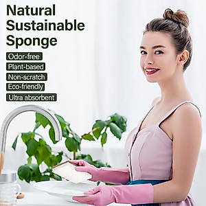 Tanlade 48 Pcs Natural Sponges for Dishes Biodegradable Sponges Kitchen Eco Friendly Scrub Sponges for Kitchen