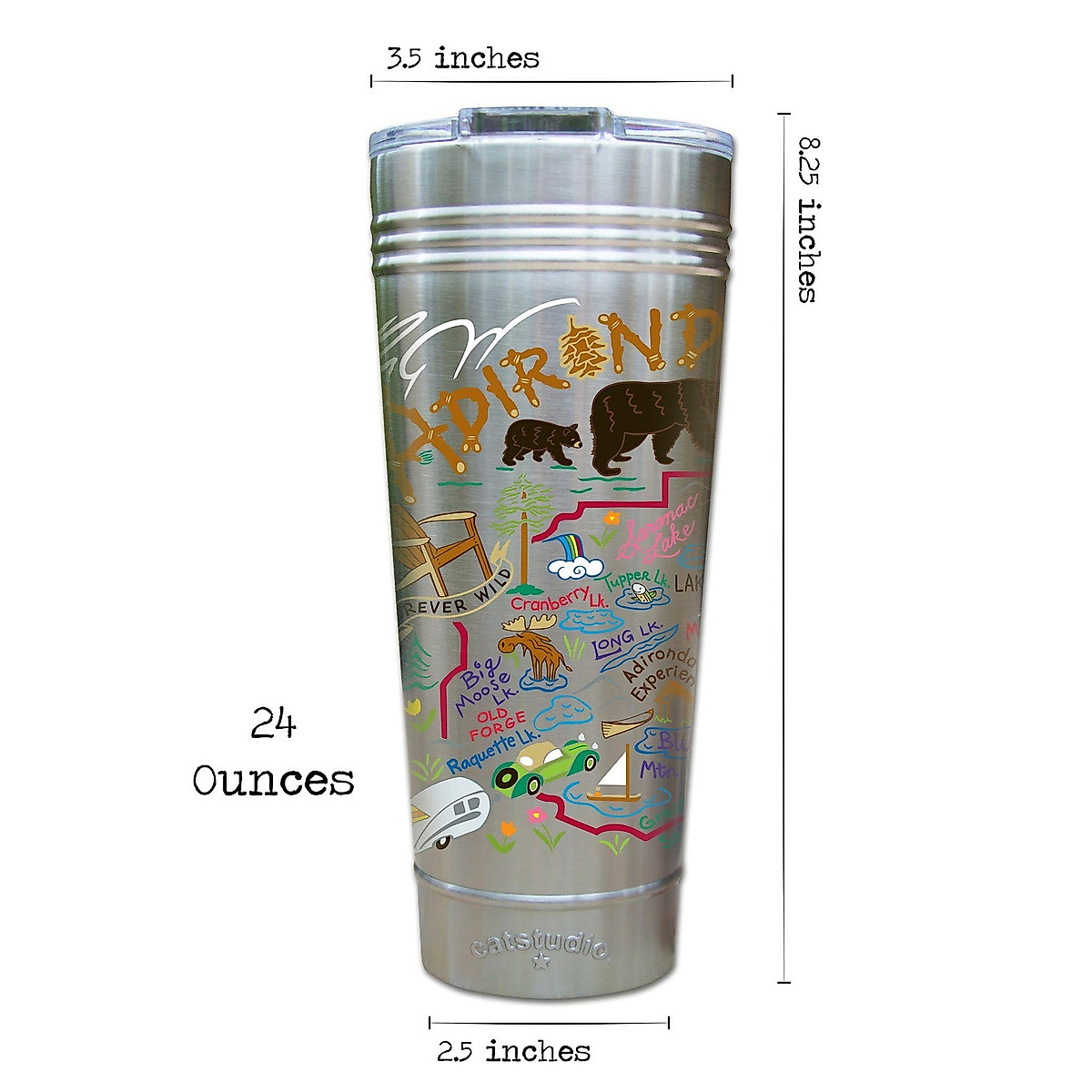 Catstudio Adirondacks Thermal Tumbler | Triple Wall Insulation With Non Slip Bottom | Great Travel Cup for Water, Coffee, Tea, or Smoothies