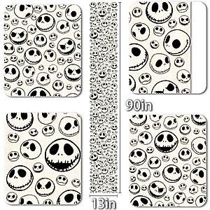 Vohado Nightmare Before Christmas Table Runner Jack Skellington Birthday Party Decorations Halloween Sugar Dining Room Home Kitchen Decor (White, 13" x 90")